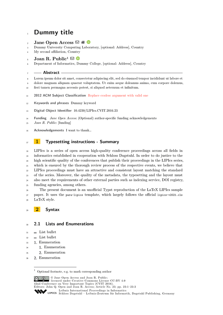 Introducing para-lipics: A LIPIcs-style template - Showcase - Typst Forum