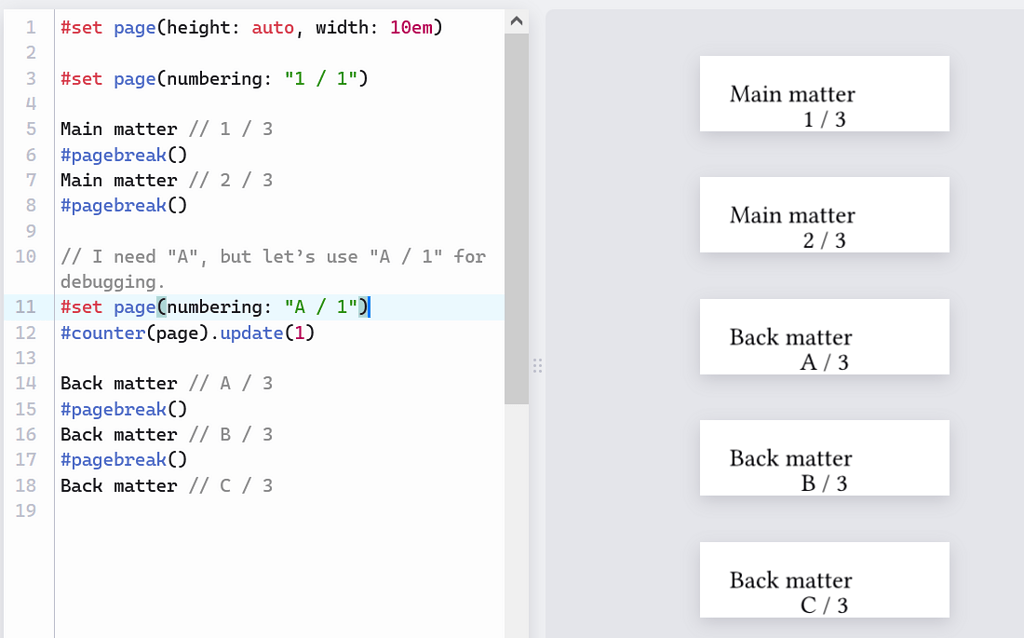 How to make `"1 / 1"` numbering ignore the back matter? - Questions - Typst Forum