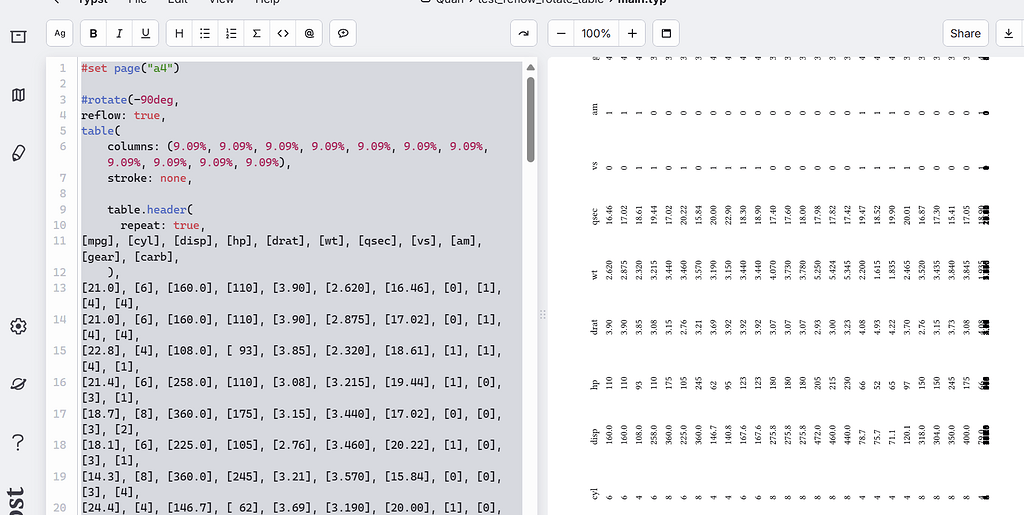 How to break across pages a long table rotated with reflow? - Questions - Typst Forum